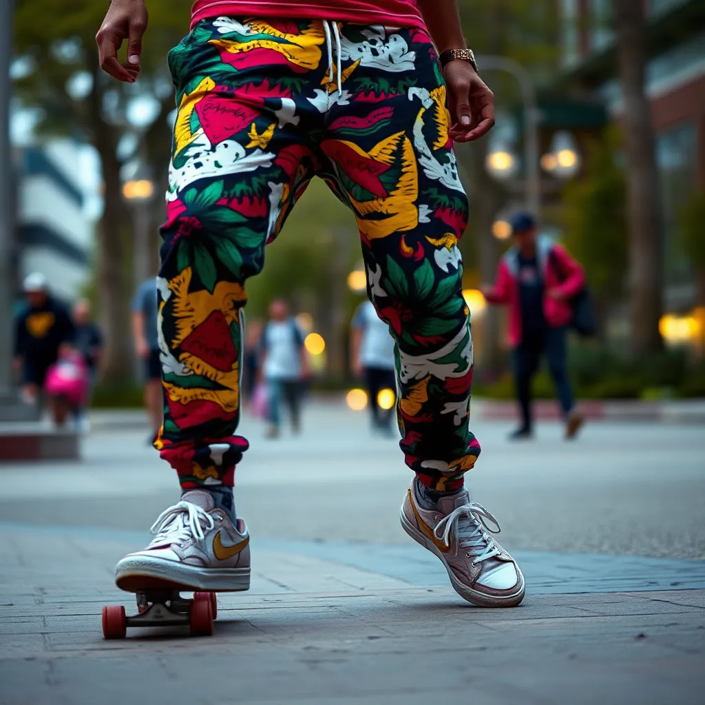 Exploring Patterned Joggers in Men's Skateboarding Style
